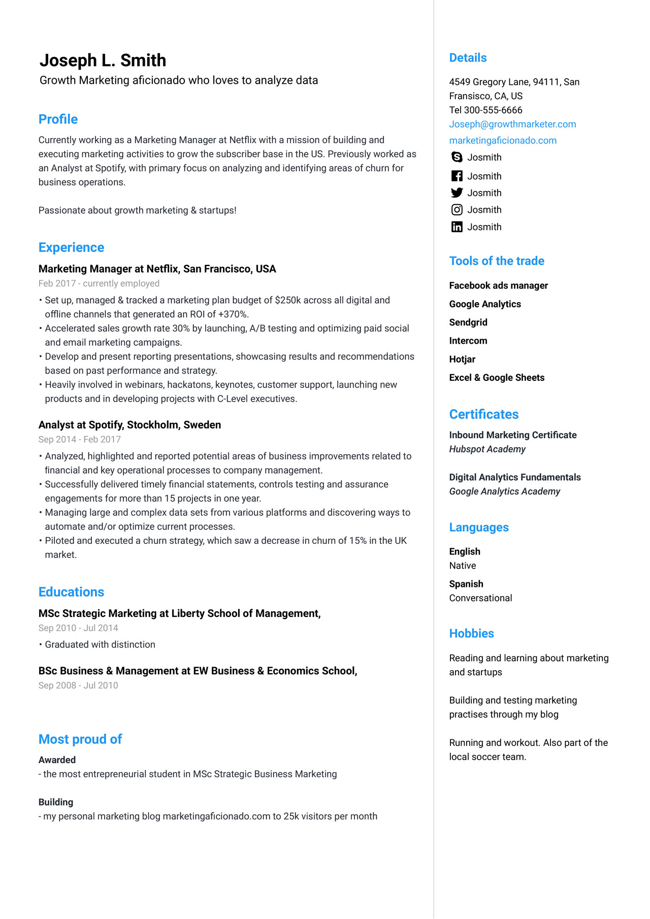Marketing Manager Resume Example Guide 2024 Jofibo